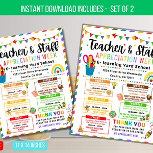 EDITABLE Teacher and Staff Appreciation Invitation, Editable School ...