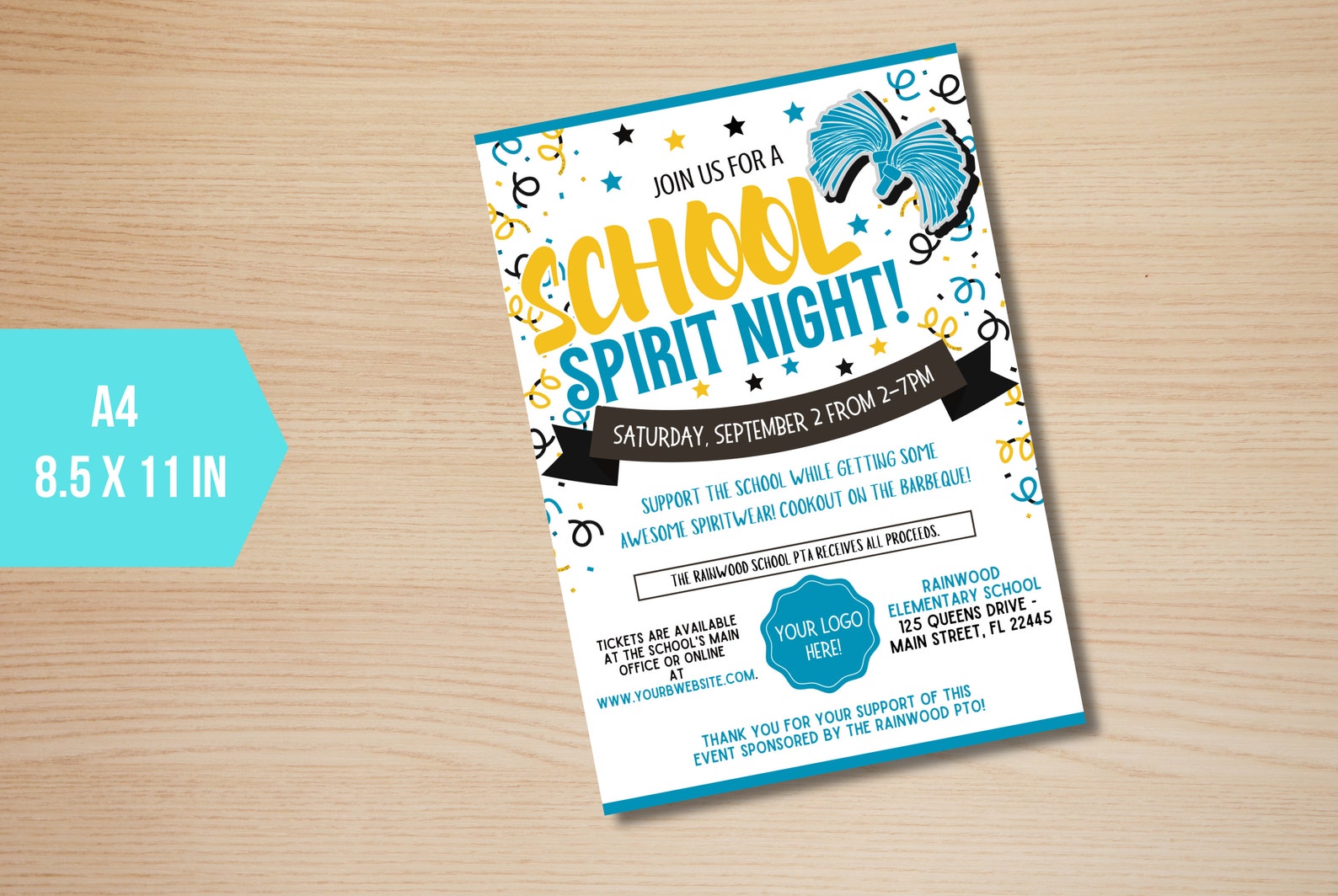Editable School Spirit Flyer, School Spirit Night Party, Spirt Night ...