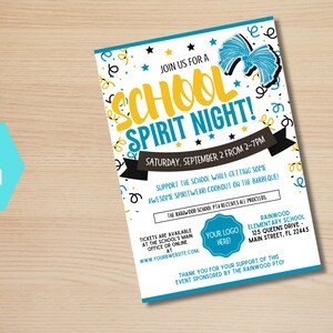 Editable School Spirit Flyer, School Spirit Night Party, Spirt Night ...