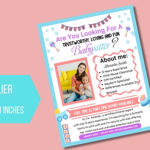 Editable Babysitter Flyer, Childcare Services Community Caretaker ...