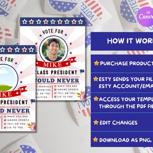 EDITABLE Presidential Campaign Poster, Class Campaign President, High ...