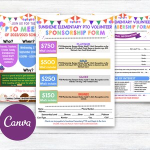 Editable PTO Flyer Bundle, Printable School PTO Information Forms ...