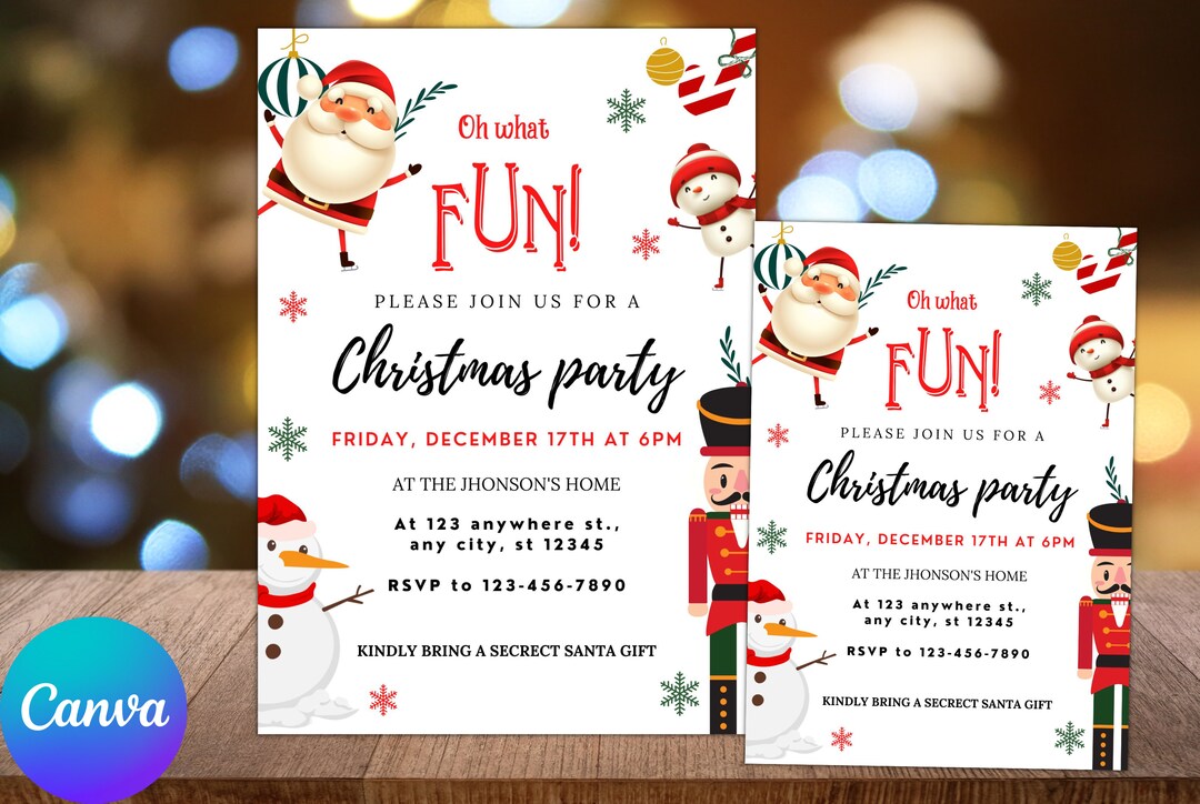 Kids Christmas Party Invitation Christmas Party Invite Cute - Etsy
