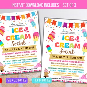 EDITABLE Ice Cream Social Flyer, School Appreciation Week, Ice Cream ...