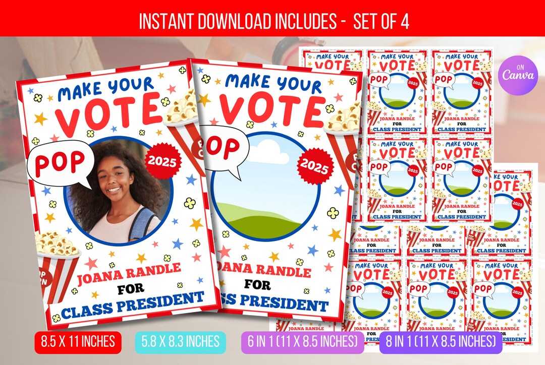 EDITABLE Make Your Vote POP Presidential Campaign Poster, Class ...