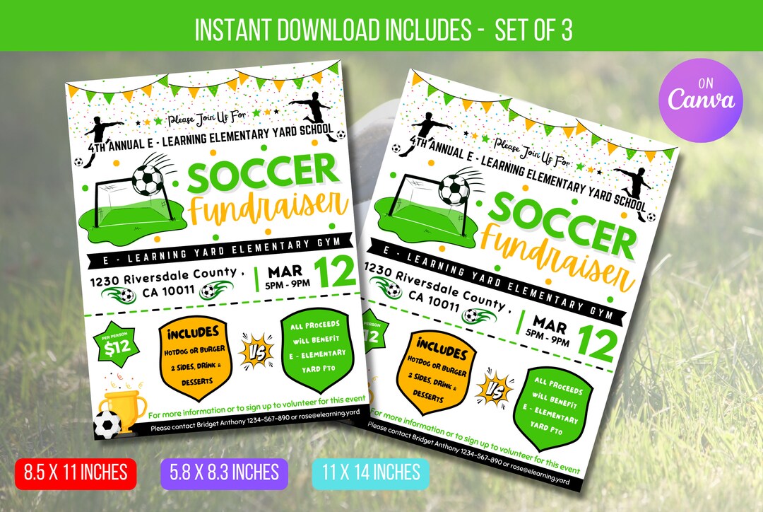 Editablesoccer Fundraiser Flyer, School Community Benefit Poster ...
