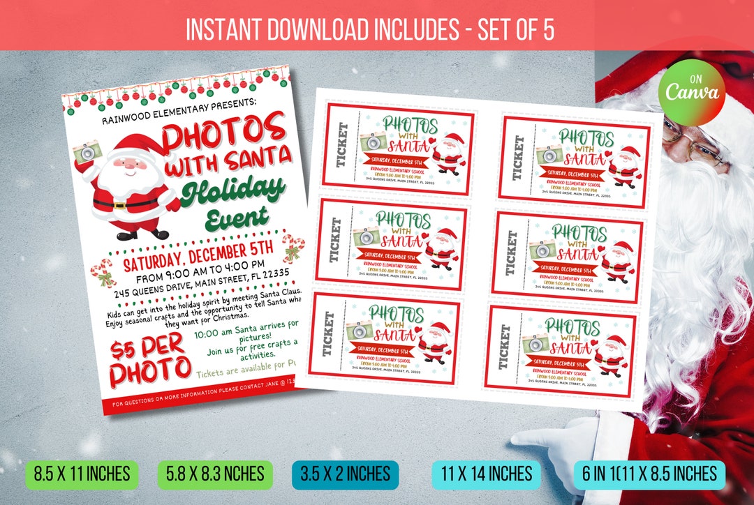 EDITABLE Photos With Santa Flyer, Printable Photos Invitation, Kid ...