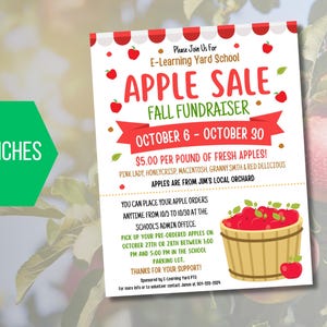 EDITABLE Apple Sale Fall Fundraiser Flyer, Fundraiser Invitation, Fall ...
