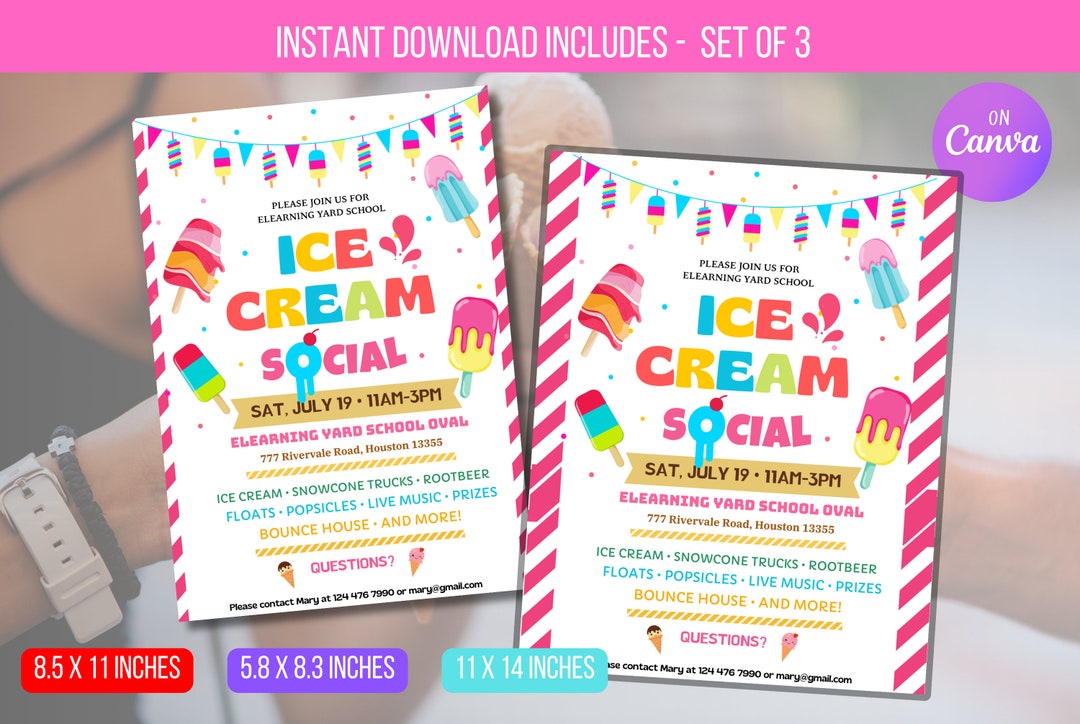 EDITABLE Ice Cream Social Flyer, School Appreciation Week, Ice Cream ...