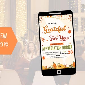 EDITABLE Fall Appreciation Dinner Invite, Grateful for You Invitation ...