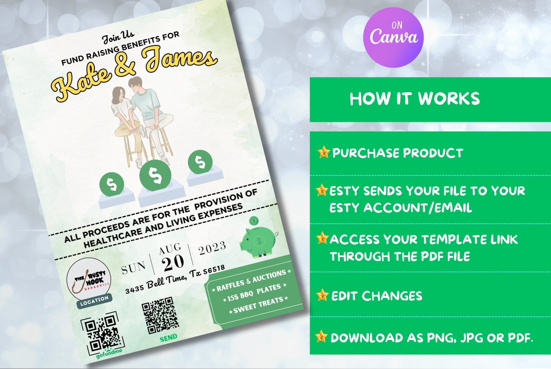 EDITABLE Couple Fundraiser Medical Bill Benefit Fundraiser Event Poster ...