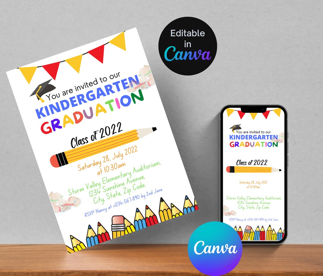 Kindergarten Graduation Invitation, Graduation Ceremony Program ...