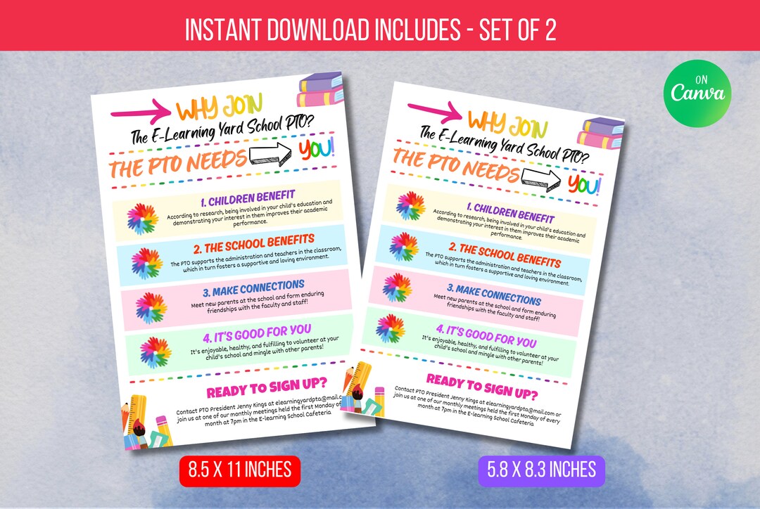 EDITABLE PTO PTA Recruitment Flyer Template, Join the Pto Information ...