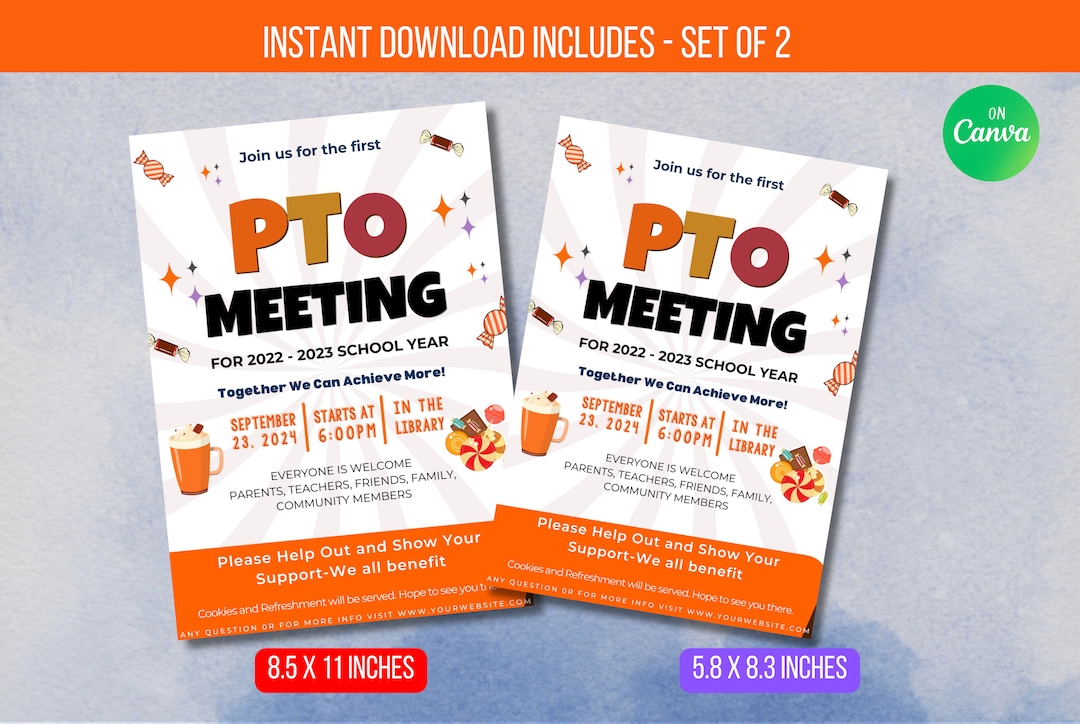 EDITABLE November PTO Meeting Handout Flyer, School Information Meeting ...