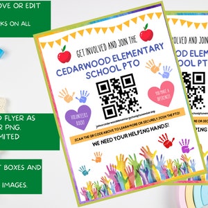 School Pto Pta Recruitment Flyer With QR Code, Printable Handout School ...