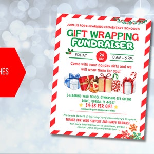 EDITABLE Christmas Gift Wrapping Fundraiser Flyer Template, Non-profit ...