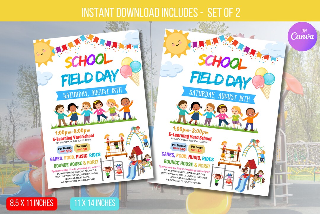 EDITABLE School Field Day Flyer, School Family Benefit Carnival ...