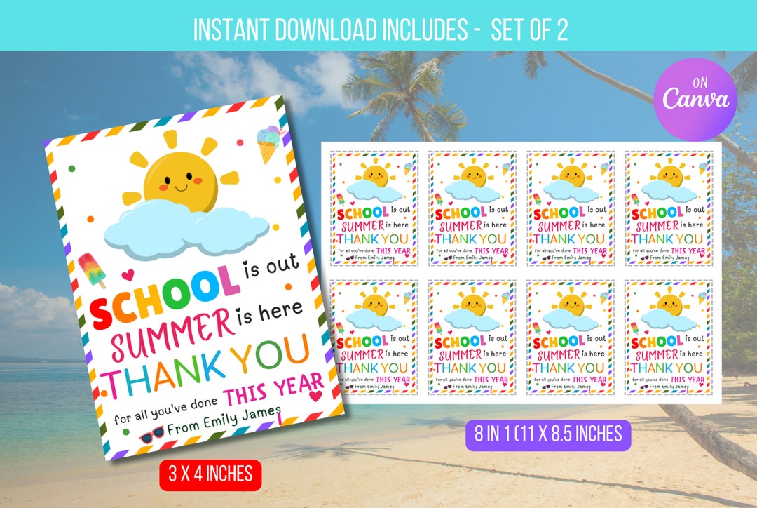 EDITABLE Summer is Here School is Out Tag, End of School Tag ...