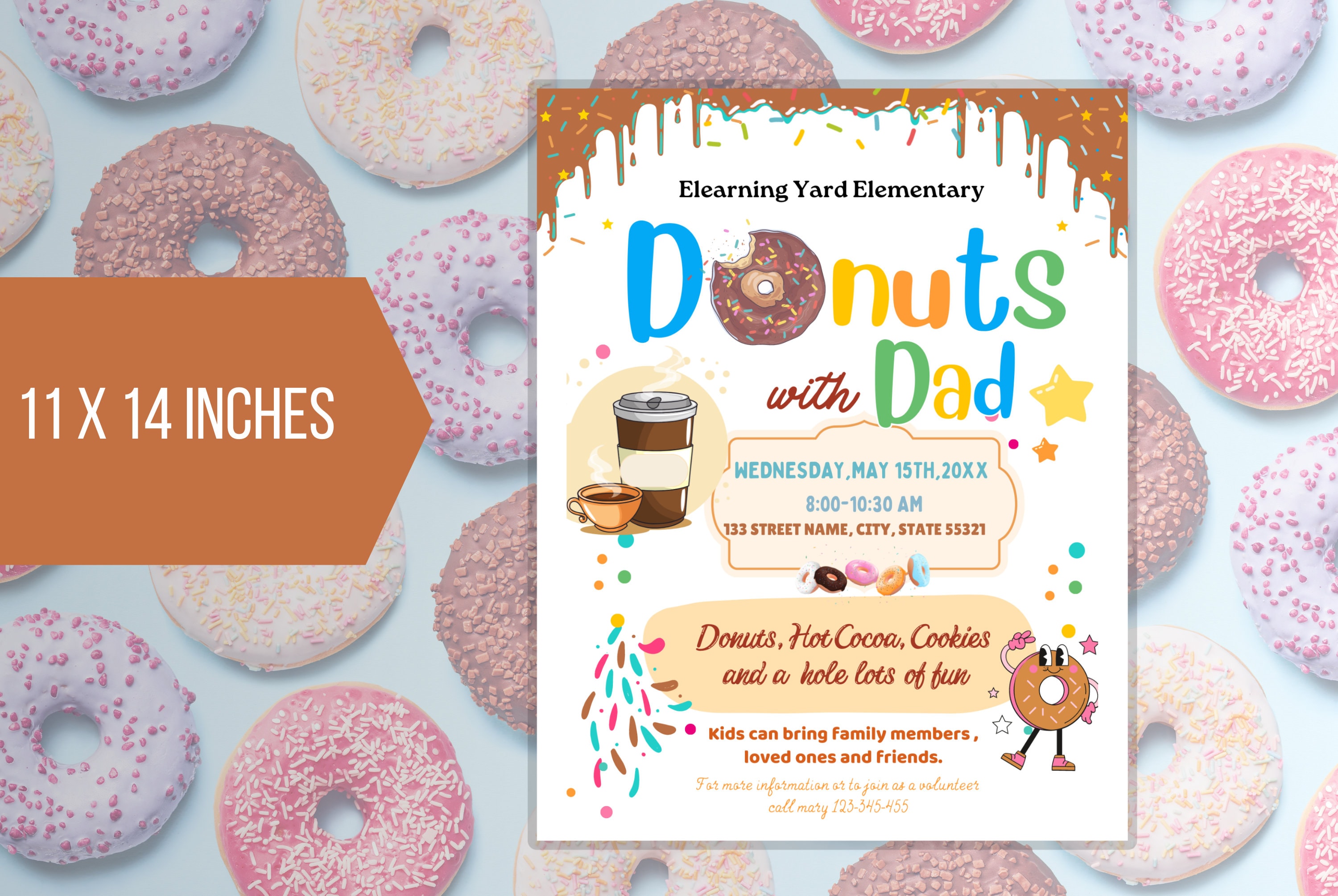 EDITABLE Donuts With Dad Flyer, Printable Donuts With Dad Invitation ...