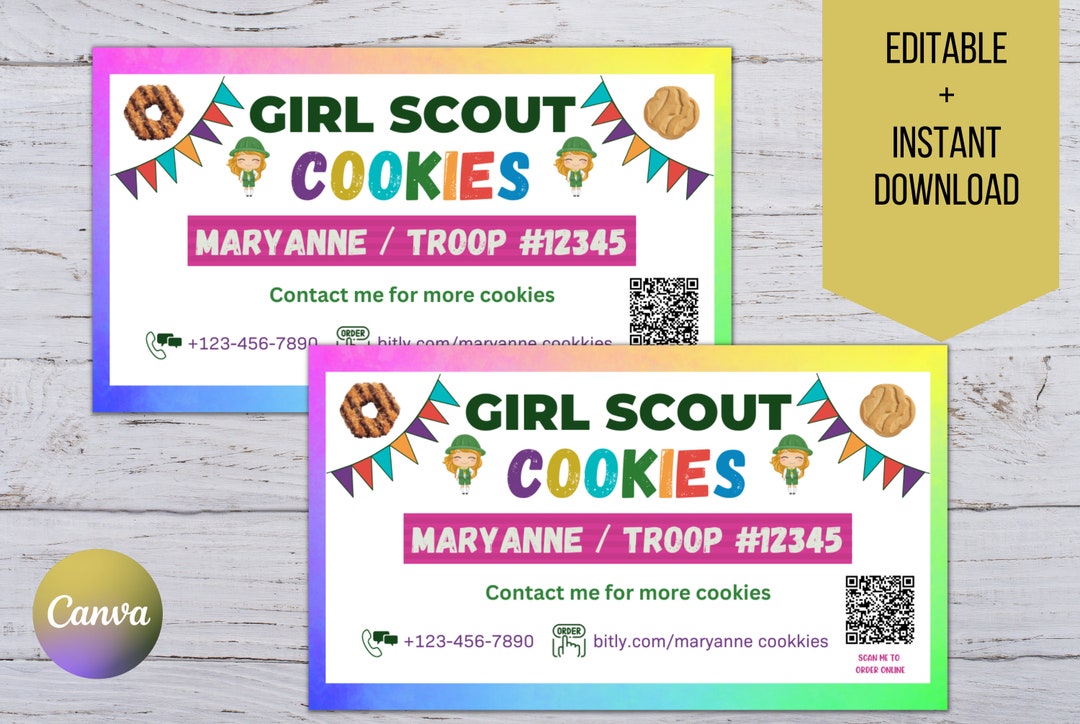Girl Scout Cookie Printable - Girl Scouts Cookie Business Card - ABC ...