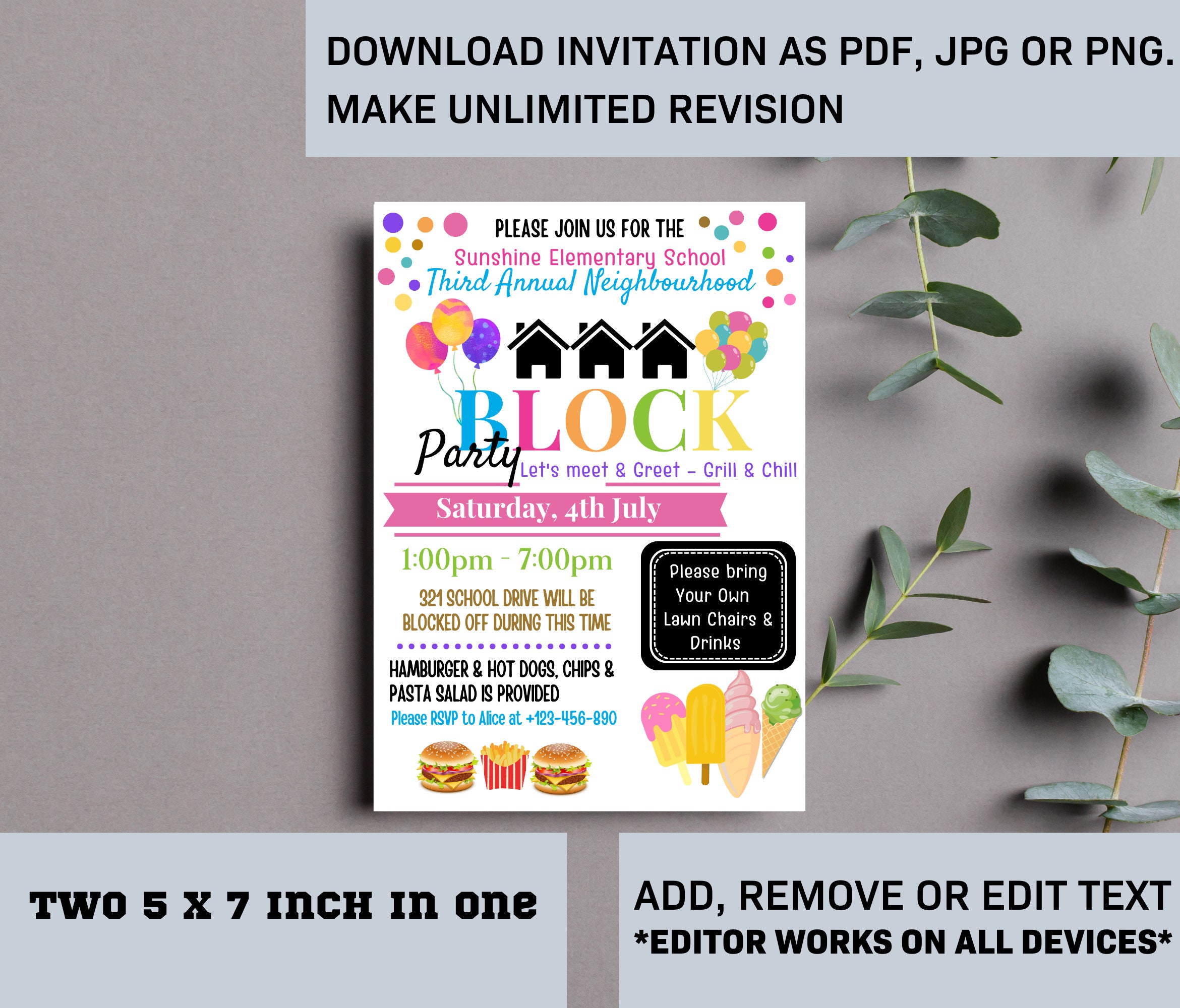 Block Party Invitation Editable Street Party Community - Etsy