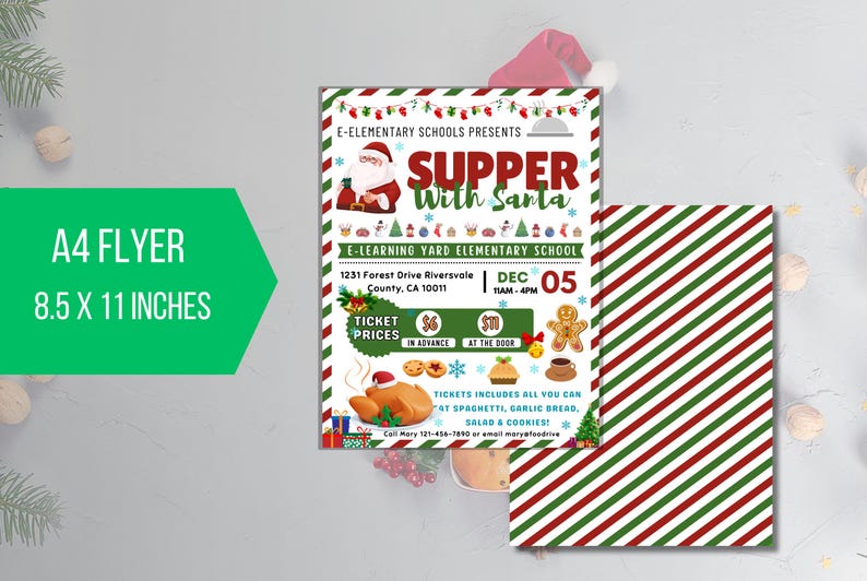 EDITABLE Supper With Santa Flyer, Printable Supper Invitation, Kid ...