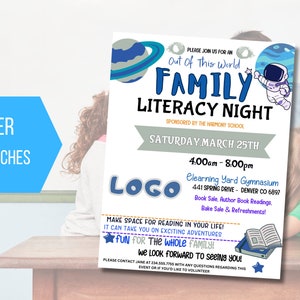 Editable Family Literacy Night Flyer, PTO PTA Reading Book Sale School ...