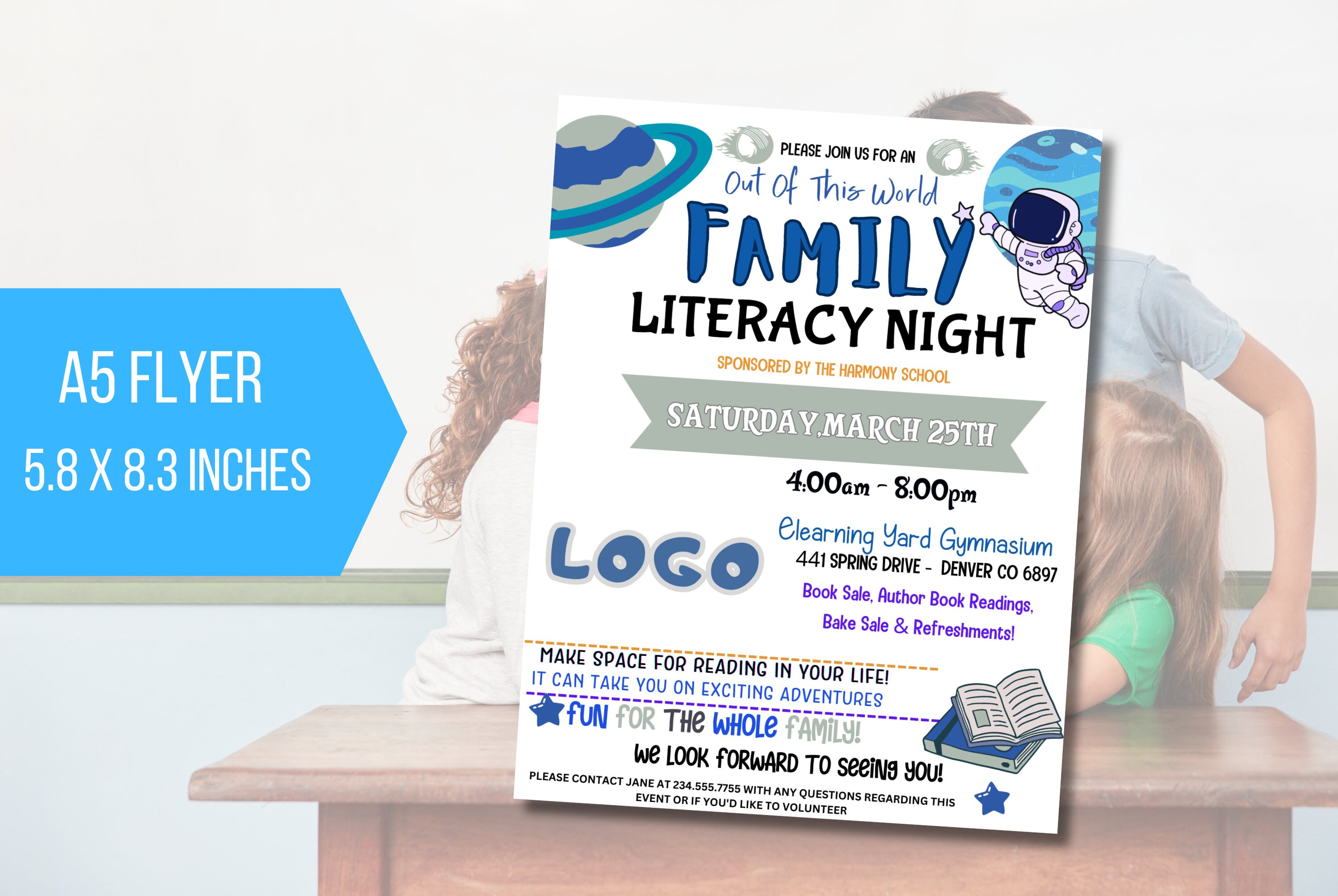 Editable Family Literacy Night Flyer, PTO PTA Reading Book Sale School ...