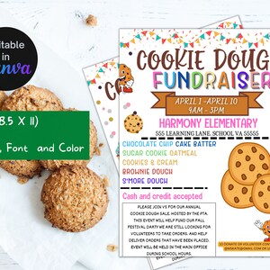 Cookie Dough Fundraiser Flyer, School PTA PTO Fundraising, Church ...