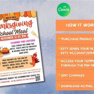 EDITABLE Thanksgiving School Meal Flyer Set, Thanksgiving Dinner Event ...