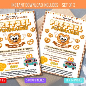 EDITABLE Pretzel Fundraiser Flyer, Cinnamon Sugar Soft Pretzel School ...