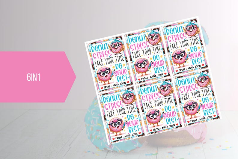 EDITABLE Donut Stress Just Do Your Best, Testing Day Treat Tag ...