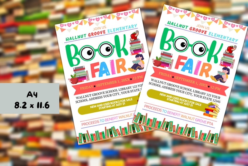 EDITABLE Book Fair Flyer Printable School Fundraiser - Etsy