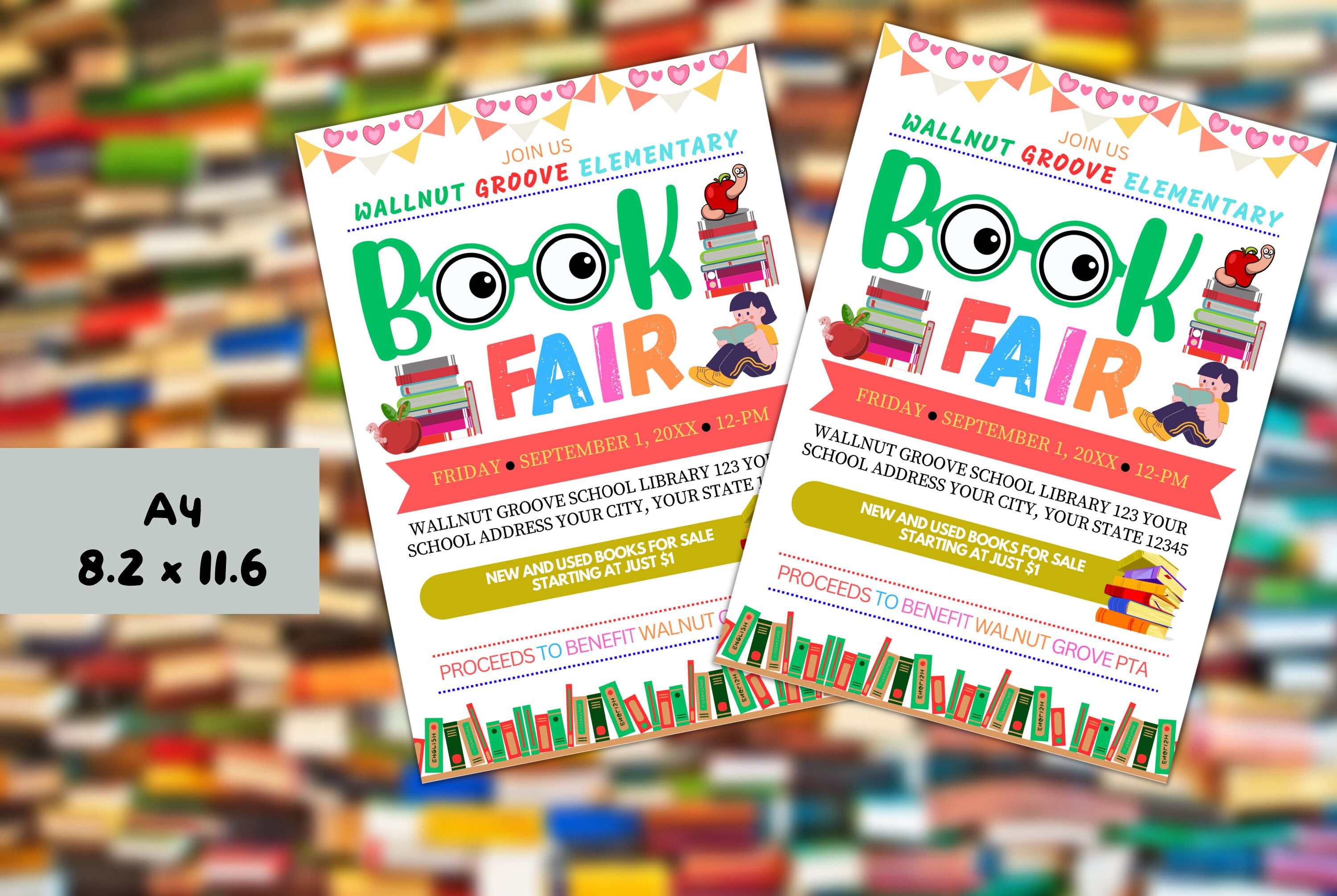 EDITABLE Book Fair Flyer Printable School Fundraiser Invitation ...