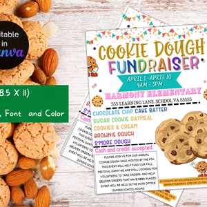 Cookie Dough Fundraiser Flyer, School PTA PTO Fundraising, Church ...