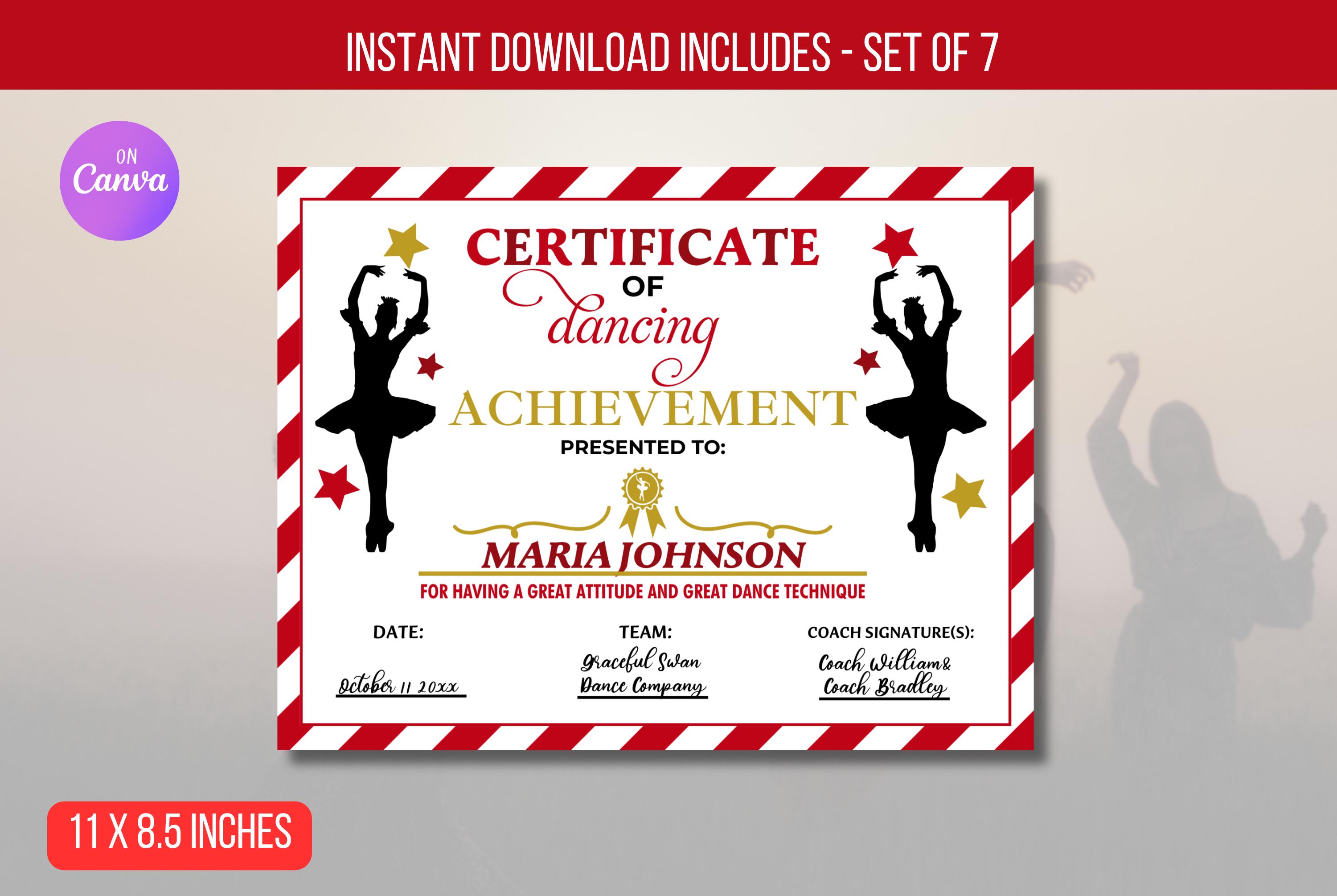 EDITABLE Ballet Certificate, Dancing Award, Dancer Certificate, Dance ...