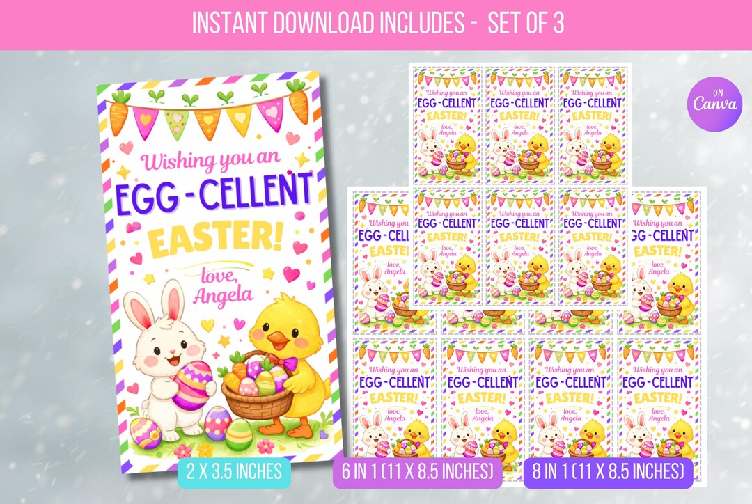 EDITABLE Egg-cellent Easter Gift Tags, Easter Treats Tag, Easter ...