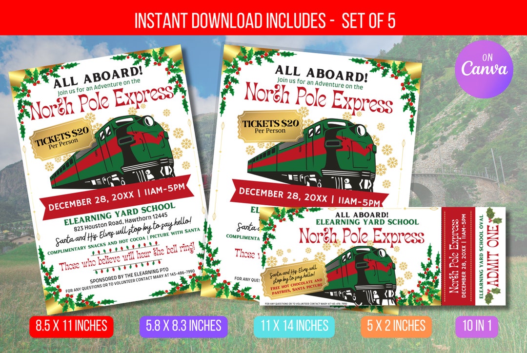 EDITABLE Northpole Express Train Flyer With Ticket, Santa Flyer and ...