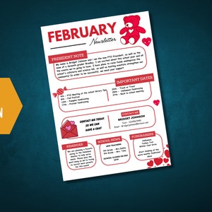 EDITABLE February Newsletter Template, Classroom Printable Handout ...