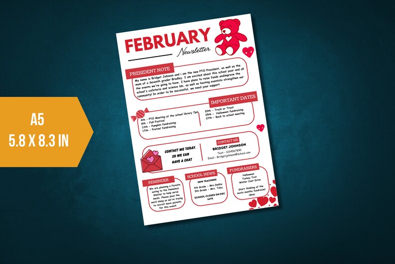 EDITABLE February Newsletter Template, Classroom Printable Handout ...