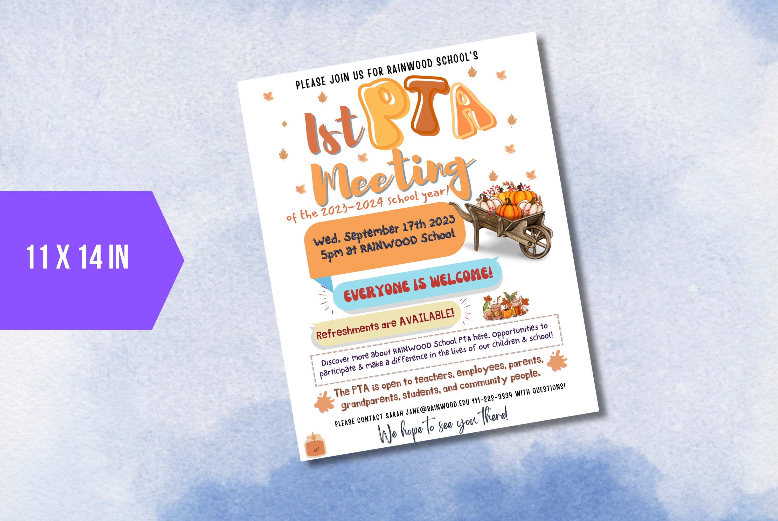 EDITABLE PTA Meeting Handout Flyer School Information Meeting - Etsy