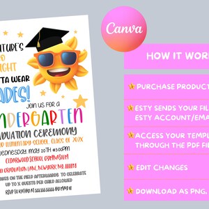 EDITABLE Kindergarten Graduation Invitation, Preschool Pre K Graduation ...