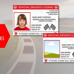EDITBALE Race Car Drivers License Birthday Party Decorations, ID Badge ...