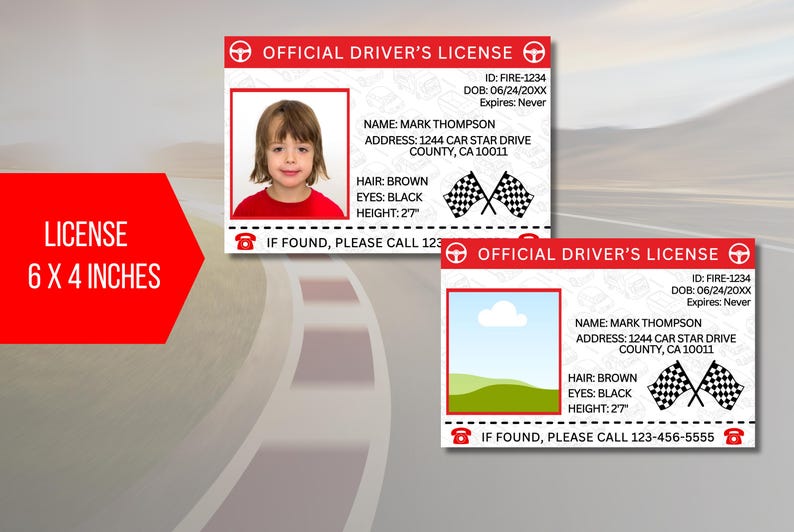 EDITBALE Race Car Drivers License Birthday Party Decorations, ID Badge ...