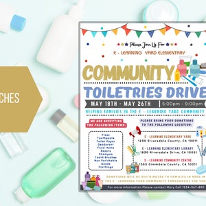 EDITABLE Community Toiletries Drive Flyer, School Church Fundraiser ...