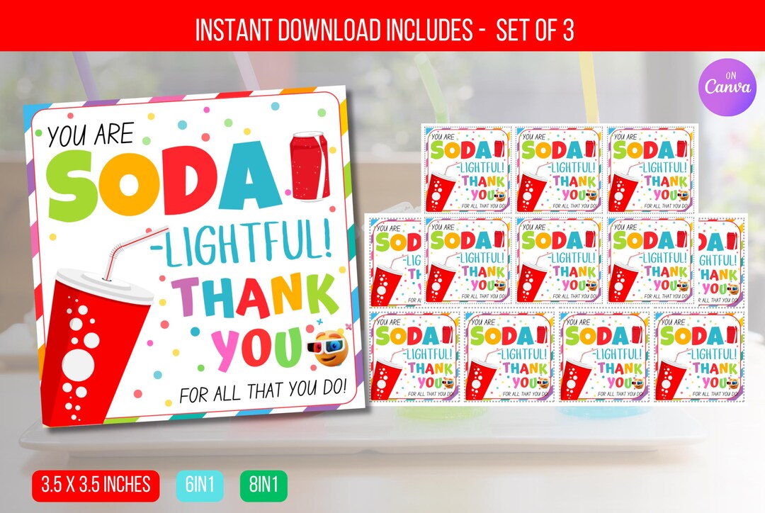 EDITABLE You're Soda-lightful, Soda Appreciation Sign, Staff Employee ...