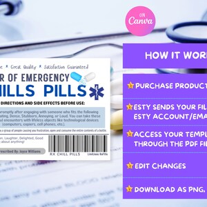 EDITABLE Chill Pill Label, Funny Gag Gift Professional Office Gift ...