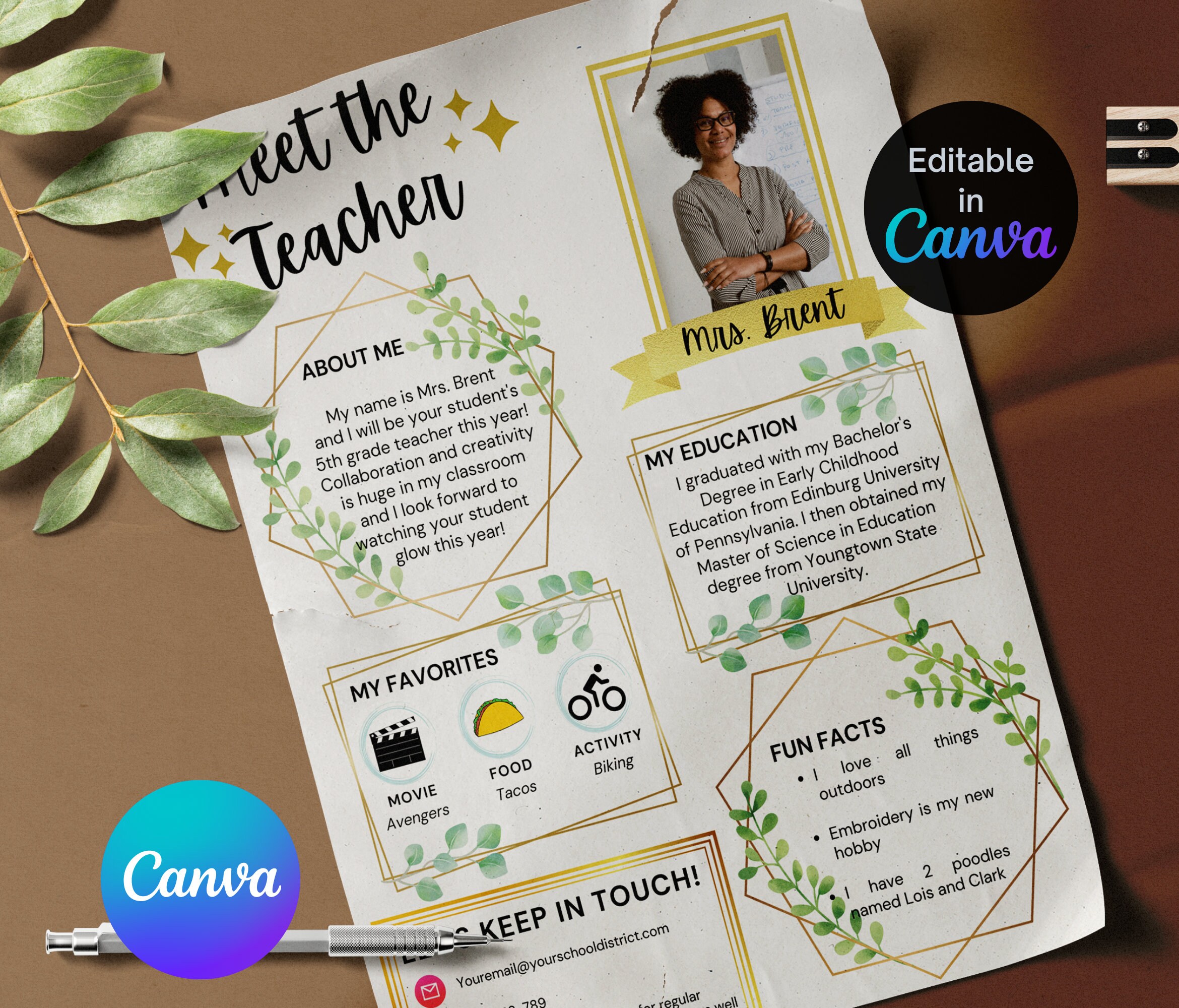 Editable Meet the Teacher Flower Meet the Teacher Canvas - Etsy