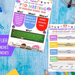 Editable PTO Flyer Bundle, Printable School PTO Information Forms ...