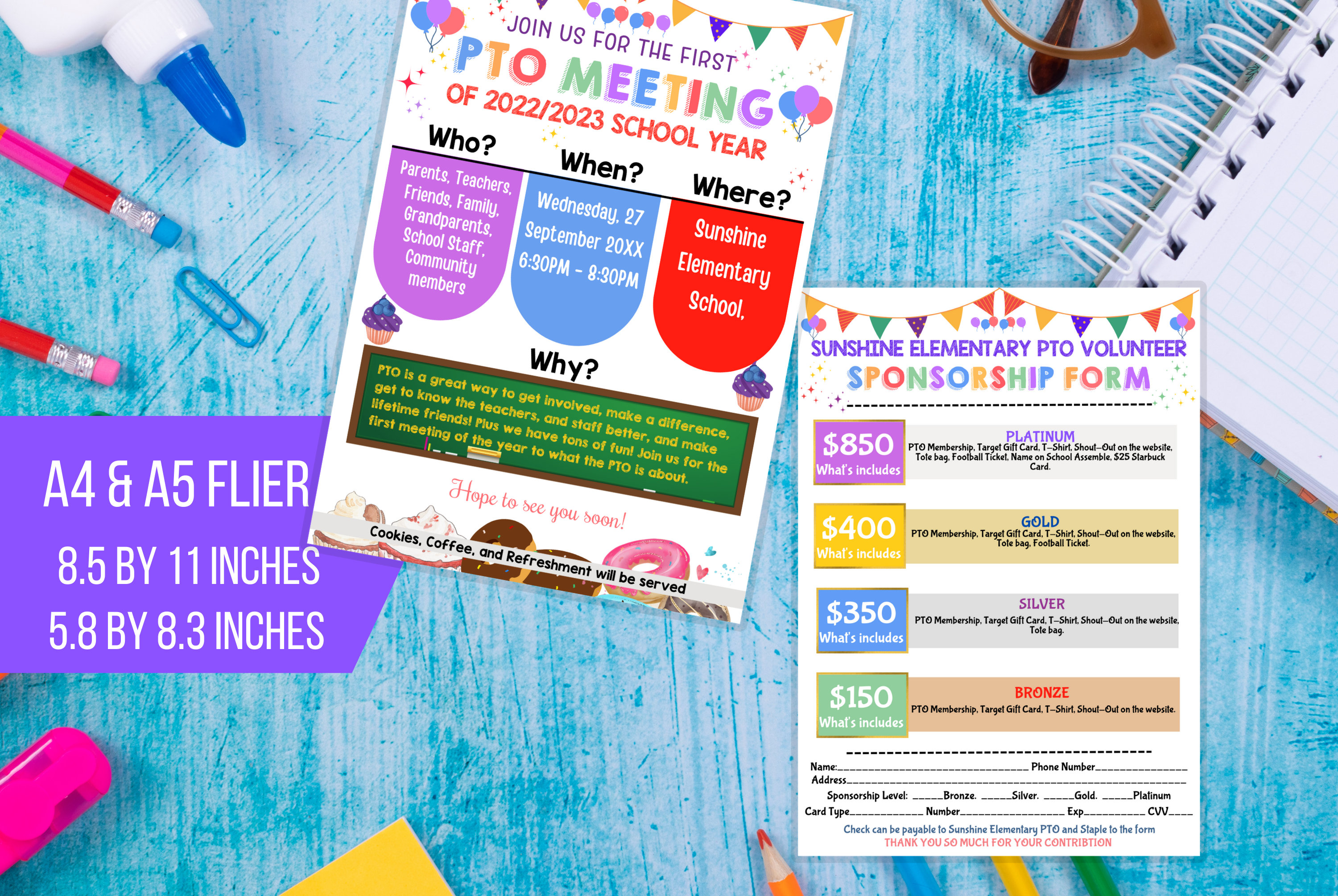 Editable PTO Flyer Bundle, Printable School PTO Information Forms ...
